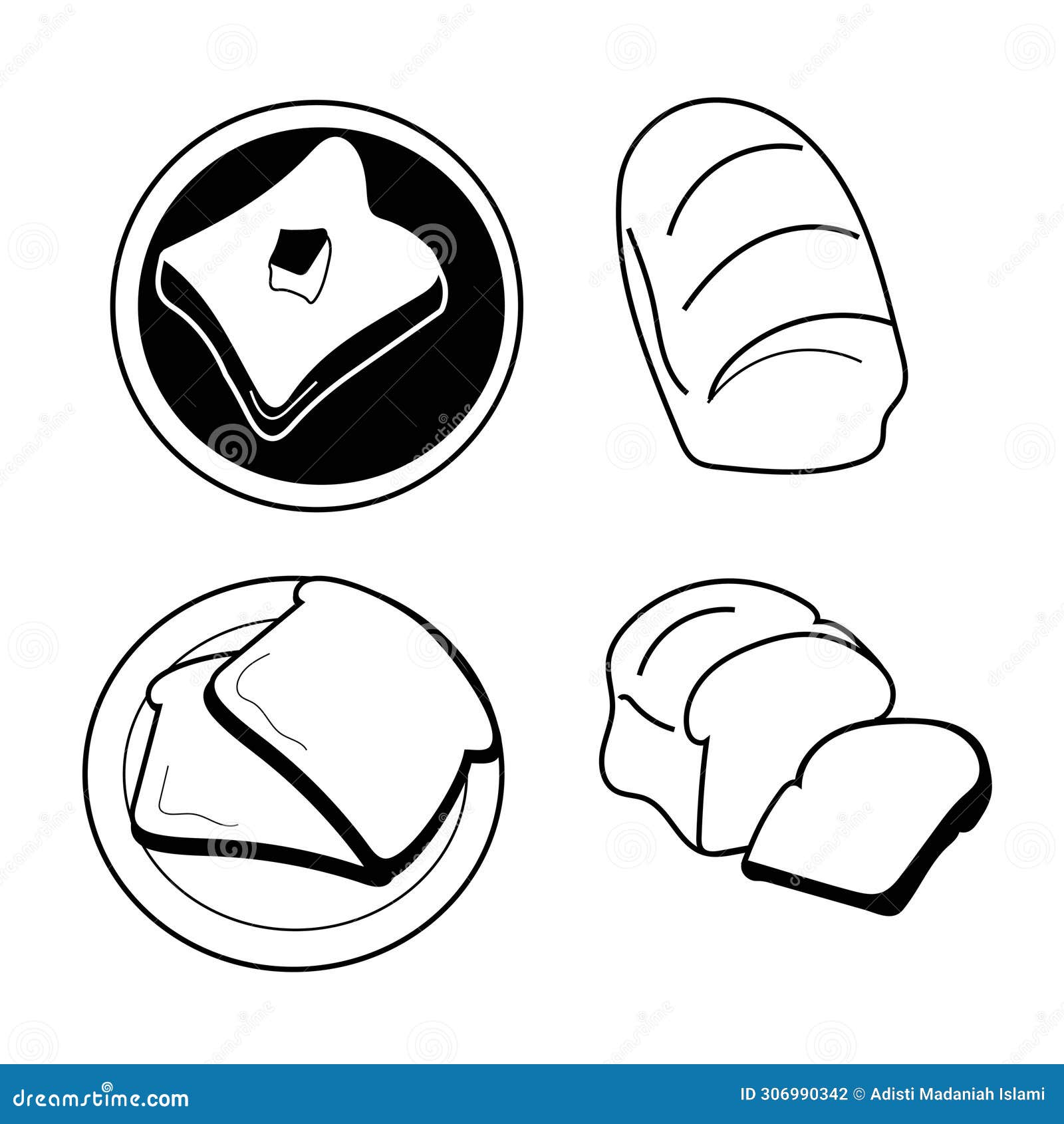 Minimalist White Bread Vector Lineart - Monochrome Bakery Staple Stock ...