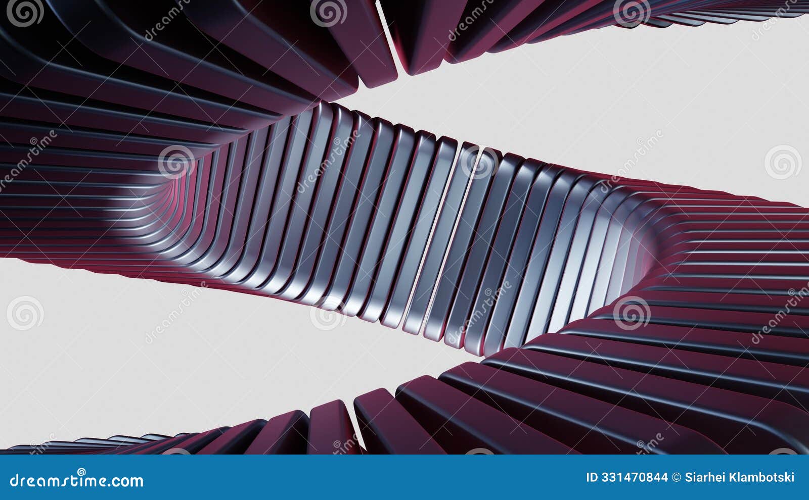 Explore the Spiral Wave Tunnel: Silver Metallic Plates Intertwined with ...