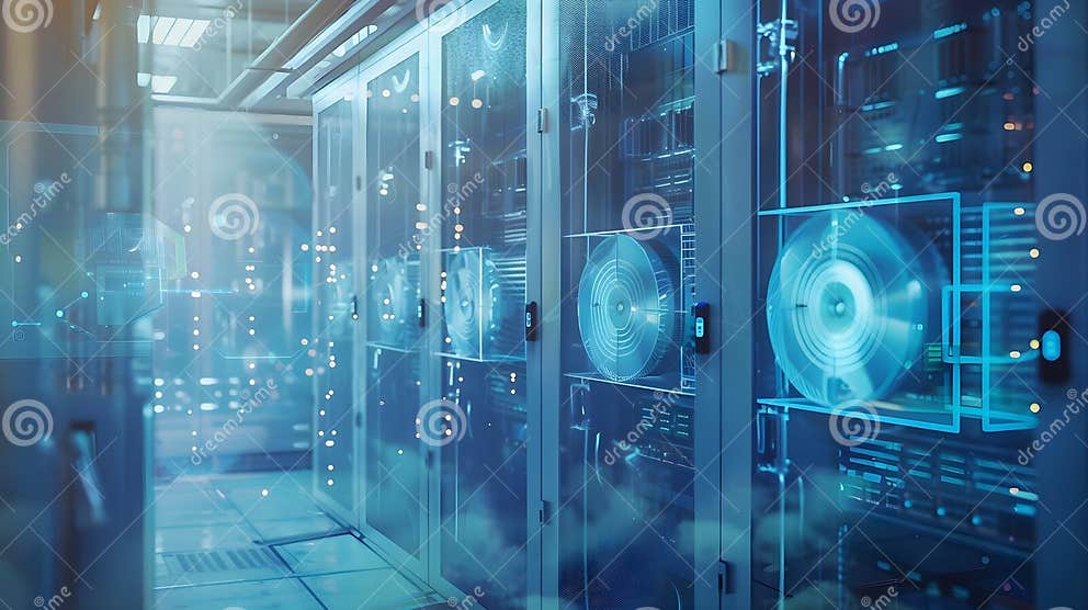 Advanced AI-Powered Cooling System in Data Center Generative AI Stock Illustration ...