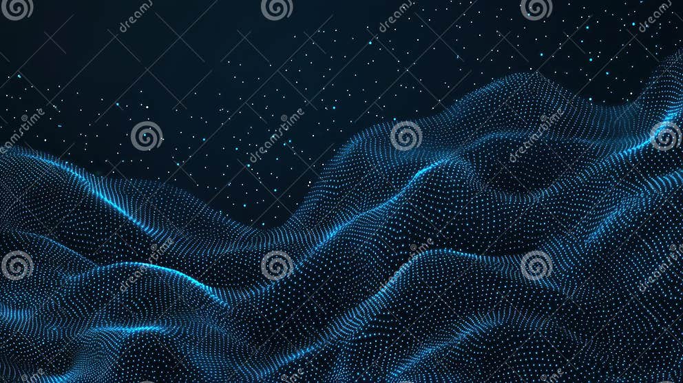 Explore a Stunning 3D Blue Techno Abstract Background with Glowing Dots ...