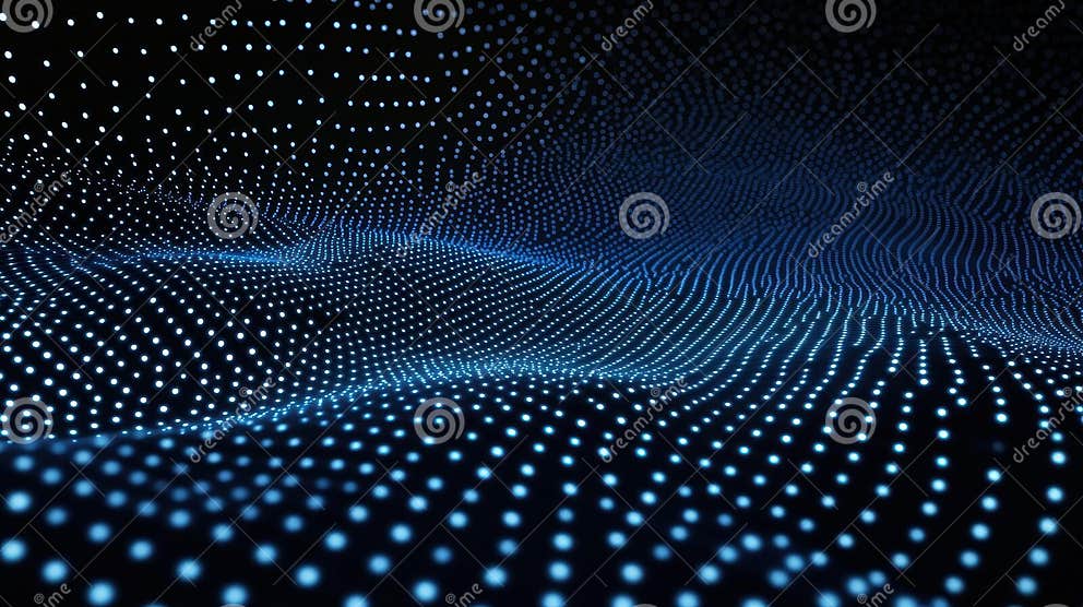 Explore a Stunning 3D Blue Techno Abstract Background with Glowing Dots ...