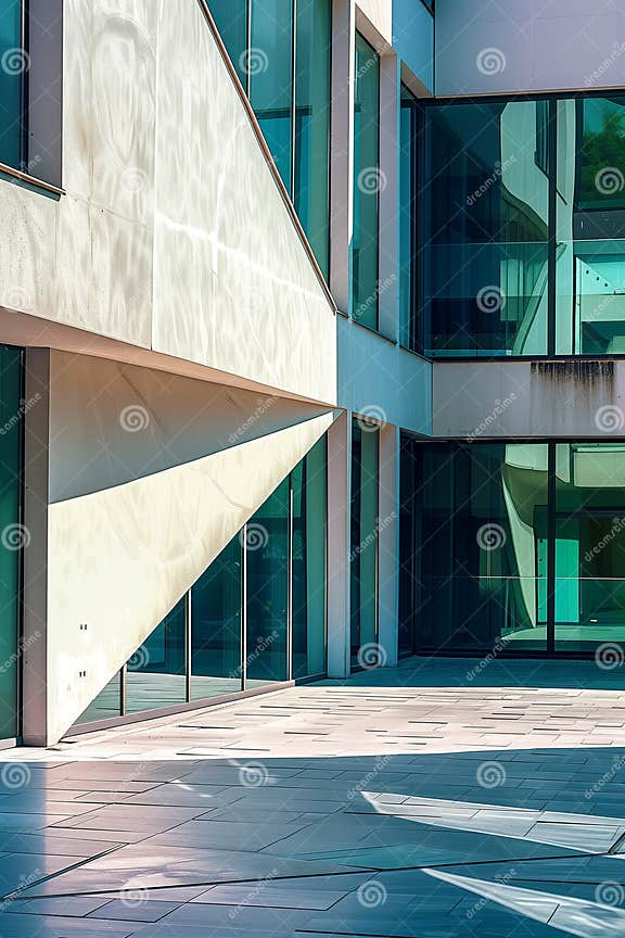 Modern Luxury Building Courtyard Featuring Triangle Architectural ...