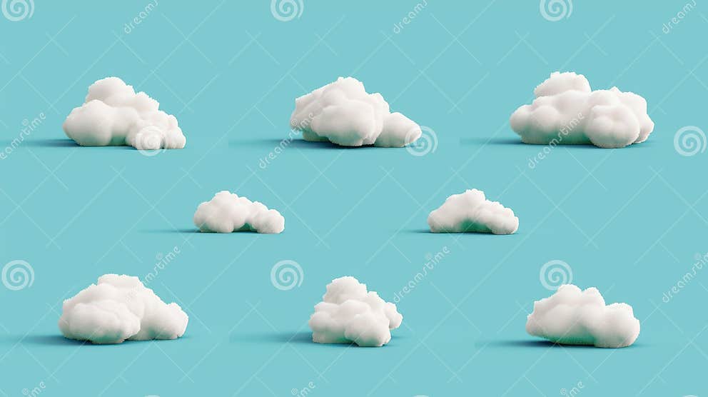 A Vibrant Collection of Fluffy Clouds in 3D, Perfect for Creative ...