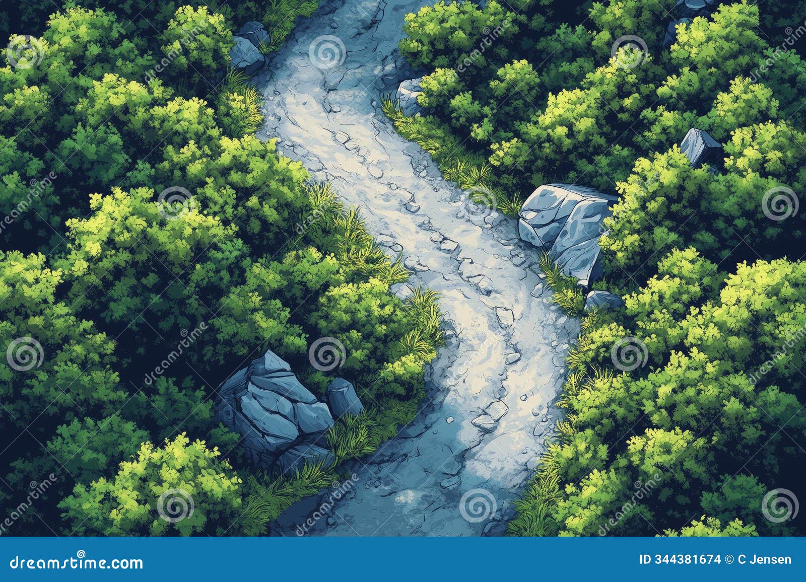 Mountain Forest Path RPG Map - Wilderness Valley Road Battlemap for ...