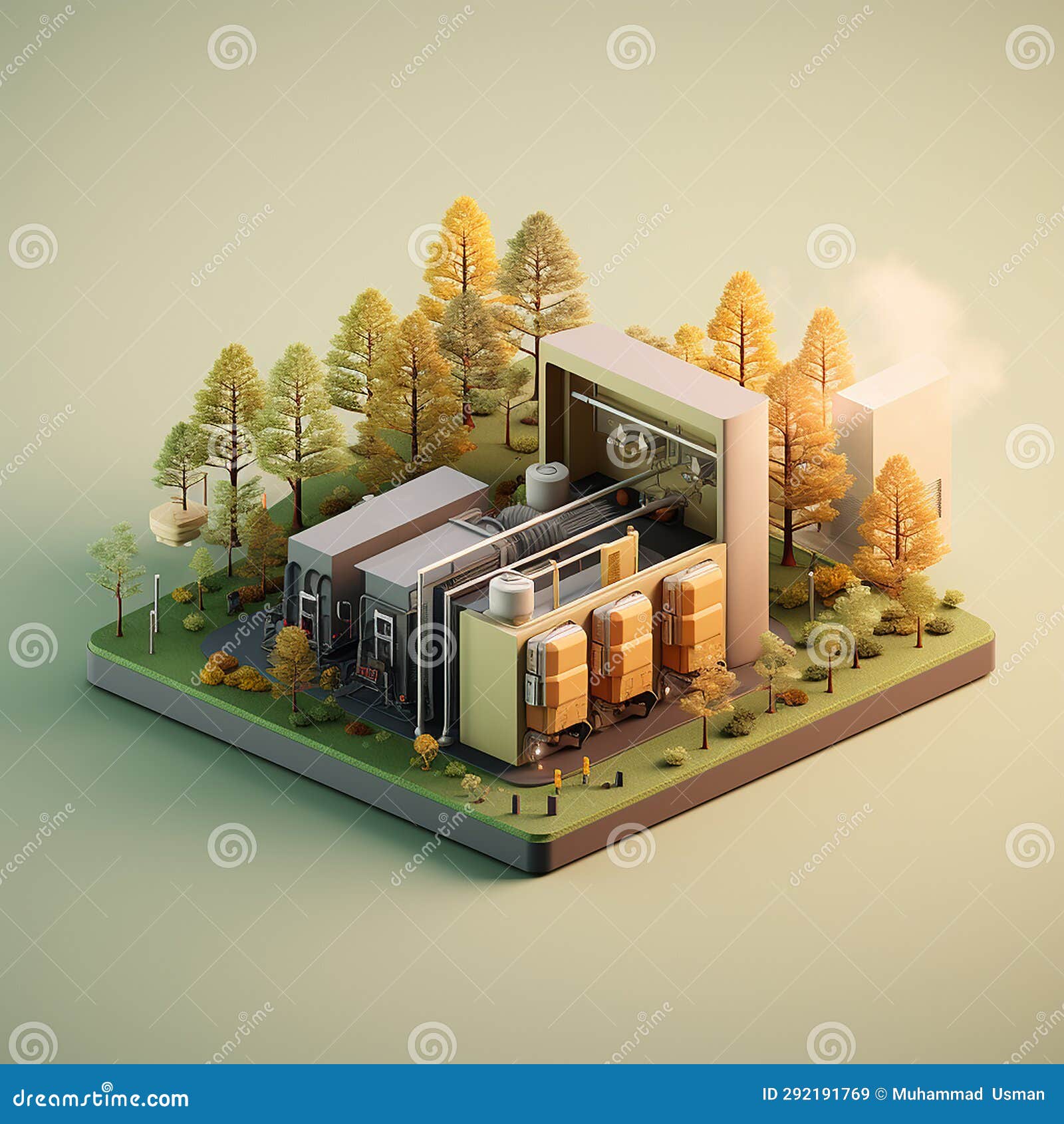 Eco-friendly Data Center with an Isometric 3D Illustration Stock ...