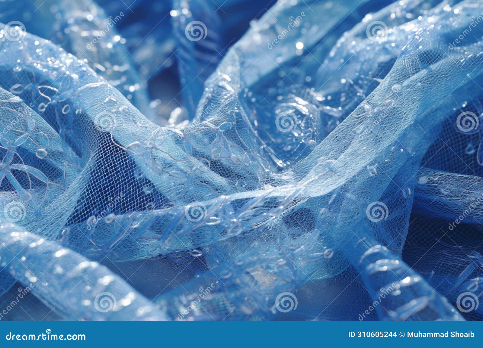 Explore the Texture of Blue Netting with Delicate White Adornments ...