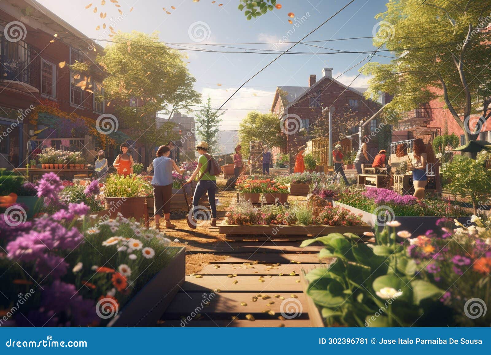 Explore the Theme of Springtime Community Stock Illustration ...