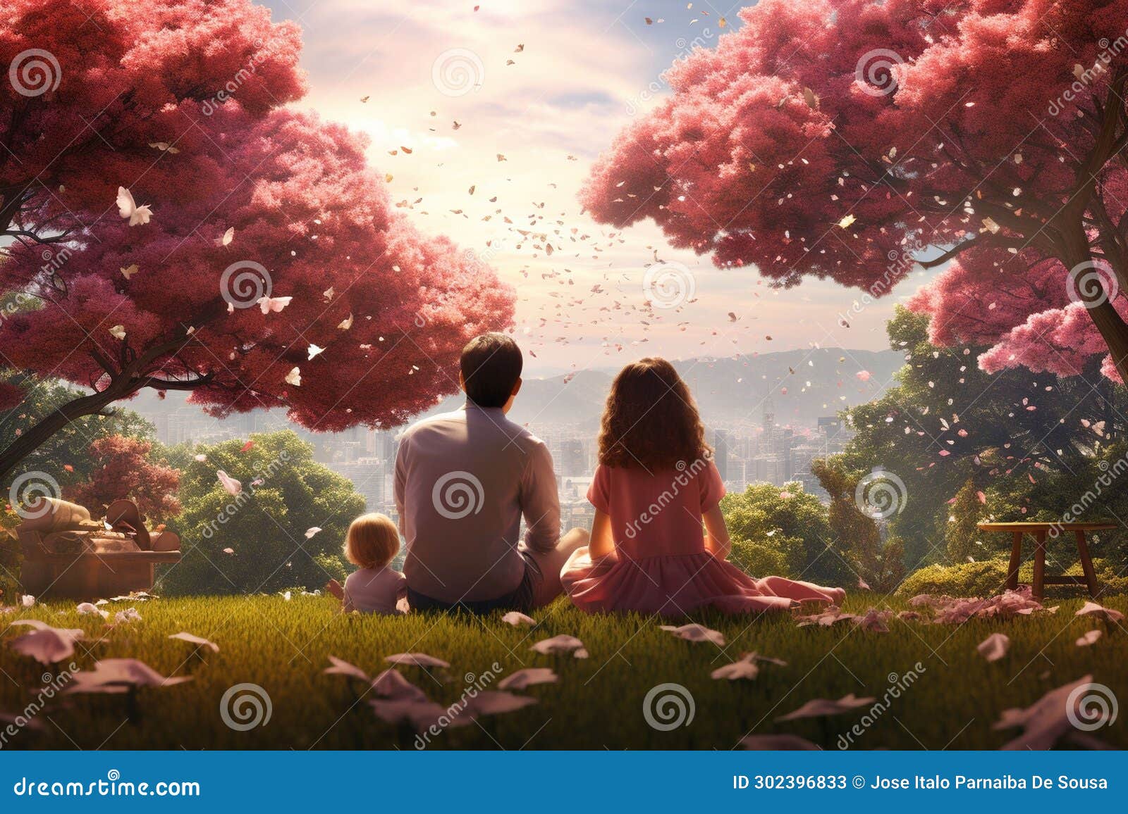 Explore the Theme of Springtime Family Bonding Stock Illustration ...