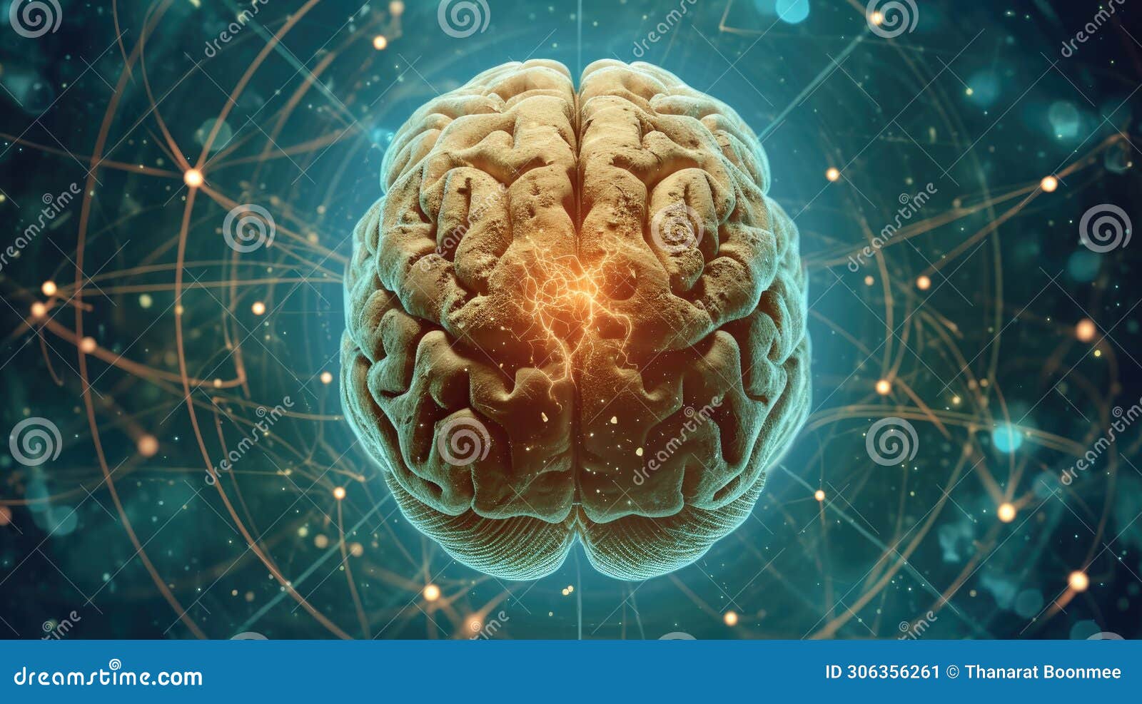 Explore a Top View of a Human Brain Enhanced with Futuristic Biotech ...