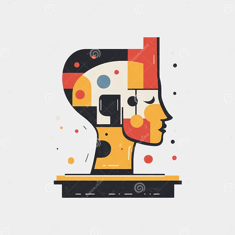 Abstract Geometric Art of a Stylized Face Profile with Bold Colors and ...