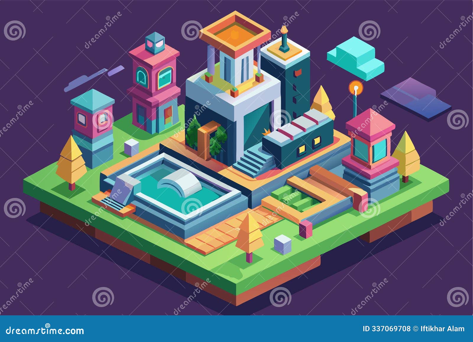 Explore a Vibrant, Customizable Isometric Landscape with Colorful ...