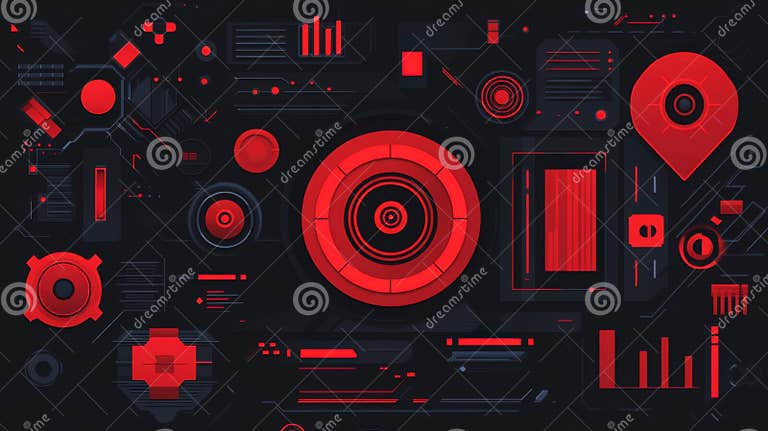 Explore a Vibrant Red Control Panel Design, Showcasing a Futuristic ...