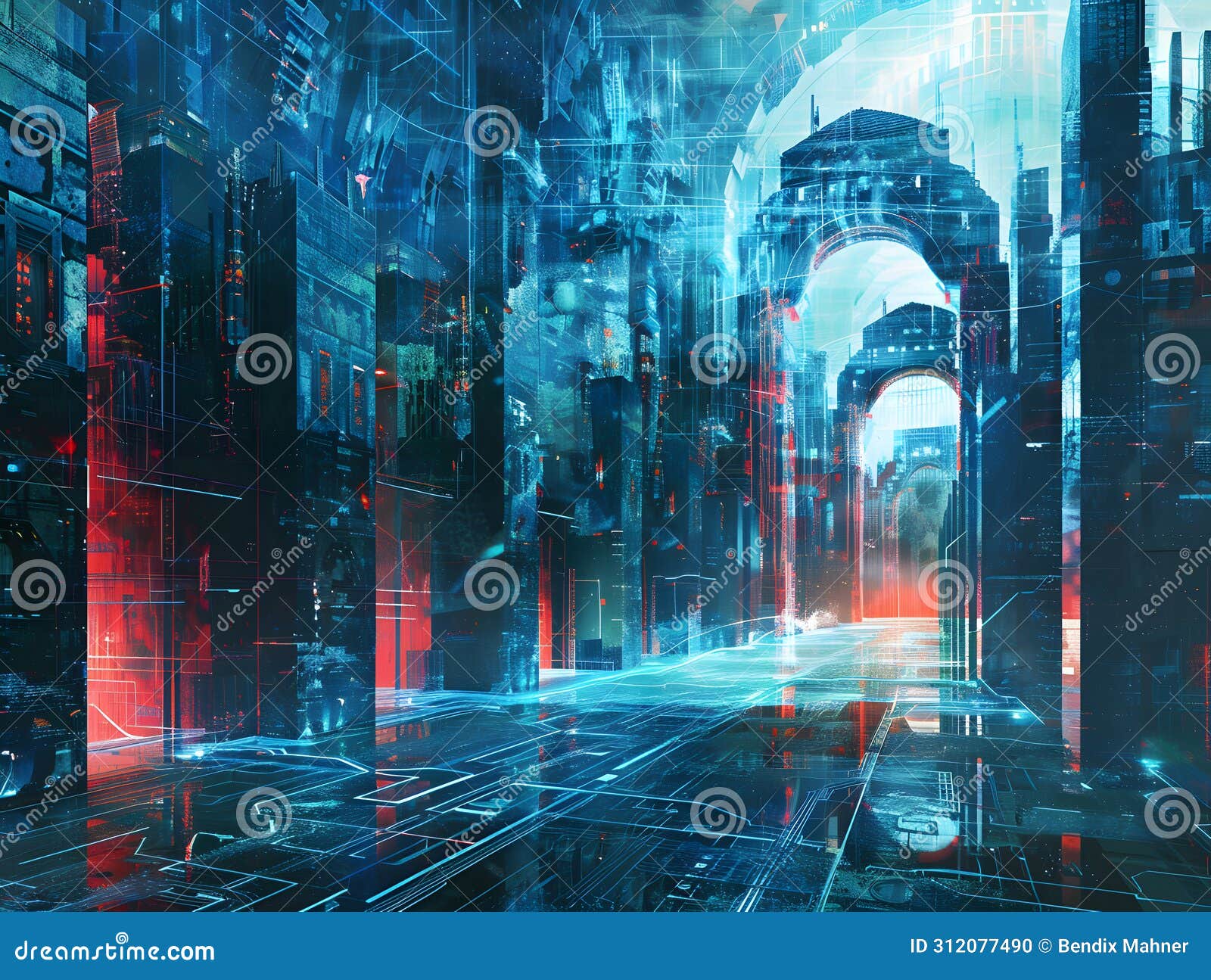 Virtual Citadel: Defended by Enigmatic Structures, Futuristic Abstract ...