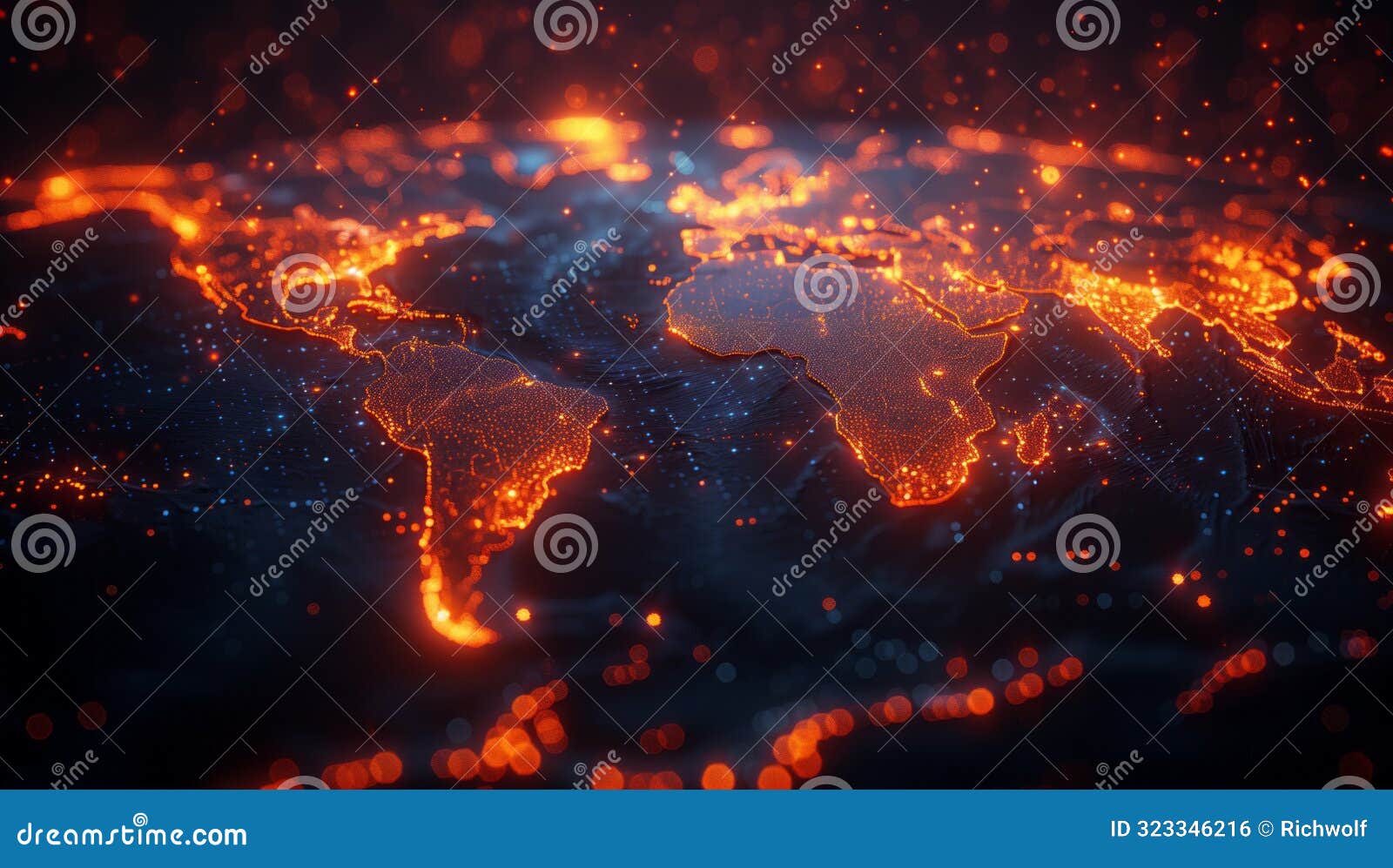 Explore a Visually Striking World Map with Neon Light Effect for a ...