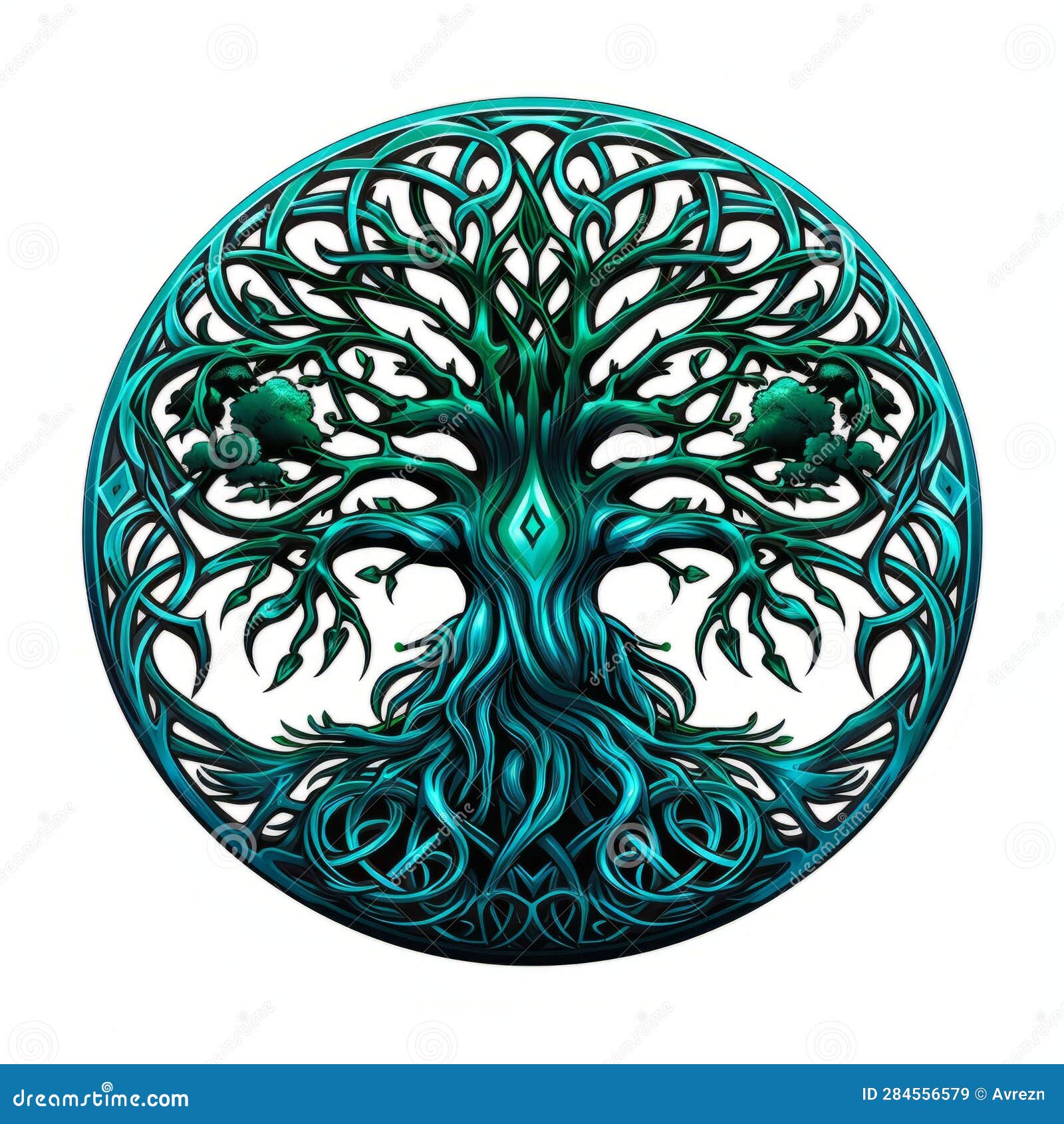 Emerald Celtic Tree of Life and Death Symbol, Generative AI Stock ...