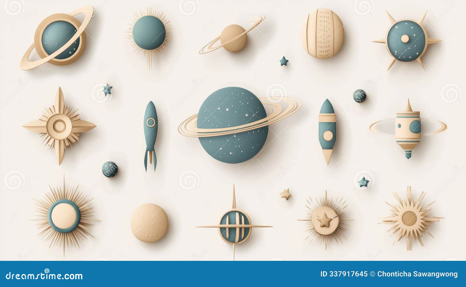 Explore Whimsical Space-themed Illustrations Featuring Planets, Rockets ...