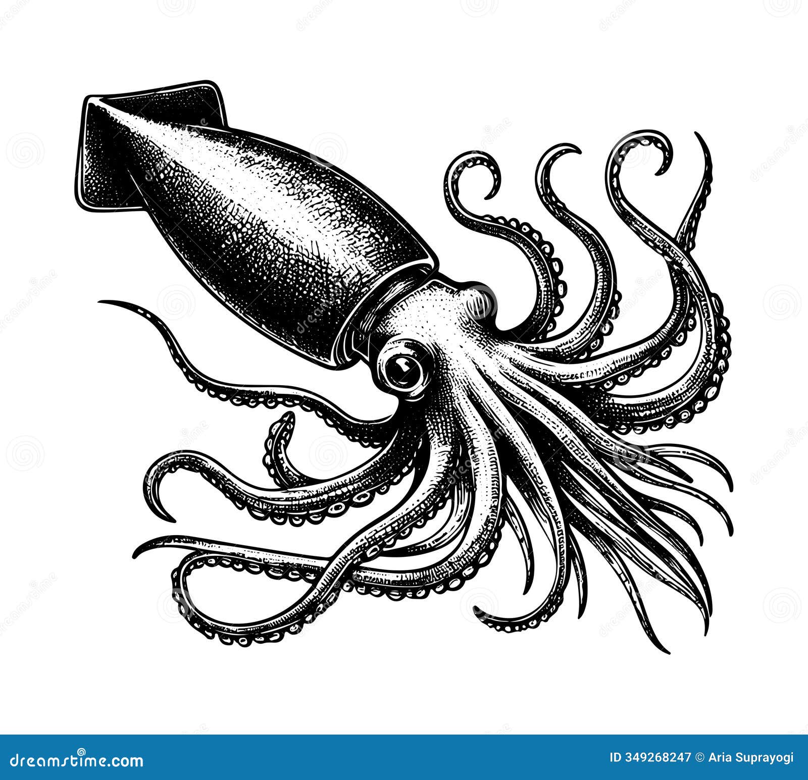 Squid Hand Drawn Sketch Vector Illustration Vintage Graphic Stock ...