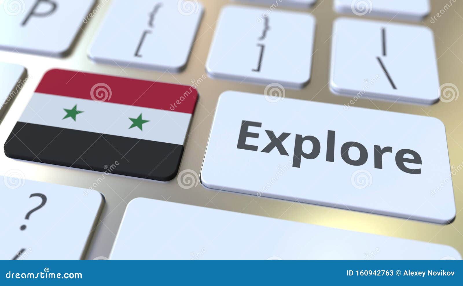EXPLORE Word and National Flag of Syria on the Buttons of the Keyboard ...