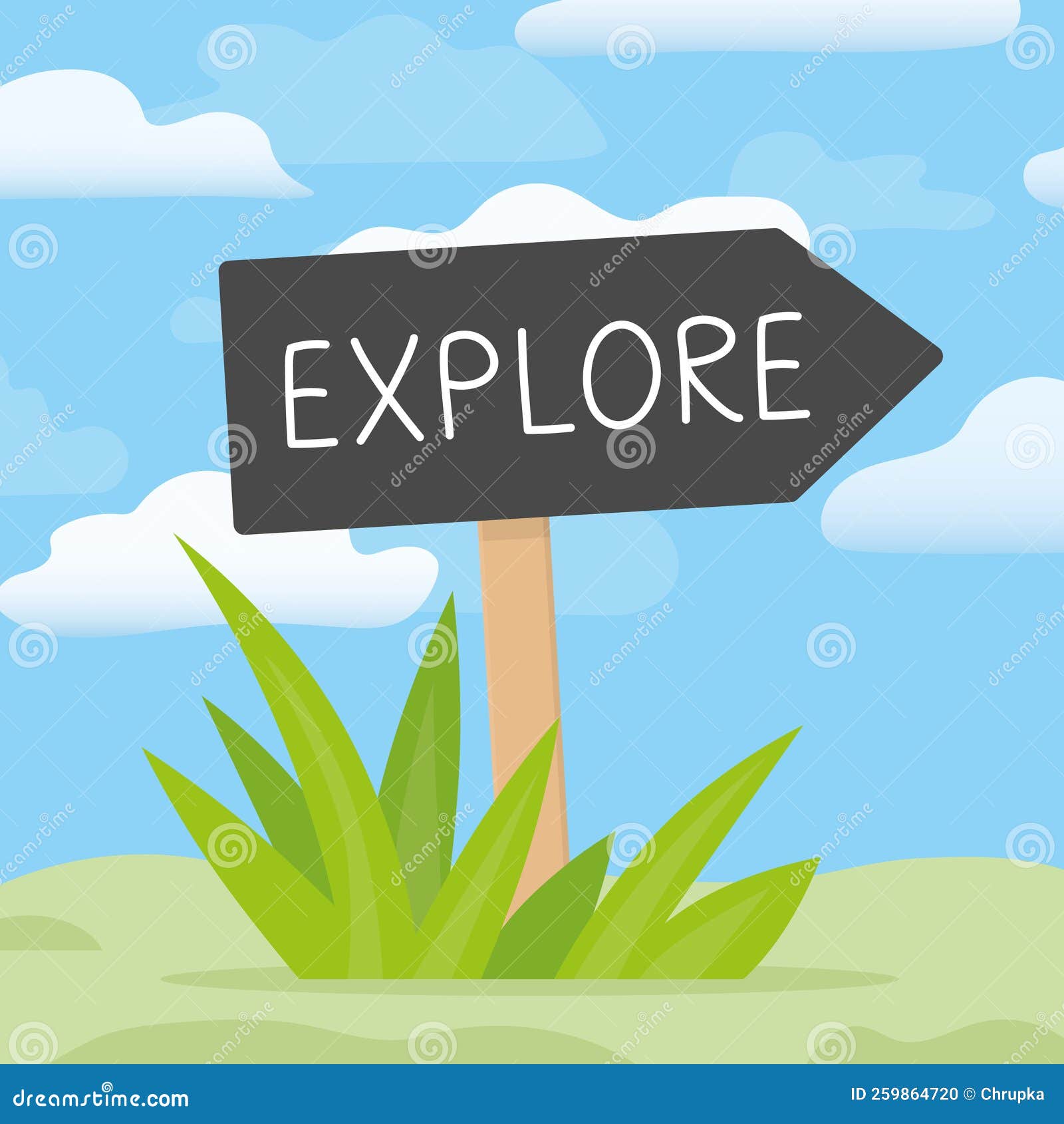 Explore Word Written on Sign Board Stock Vector - Illustration of blue ...