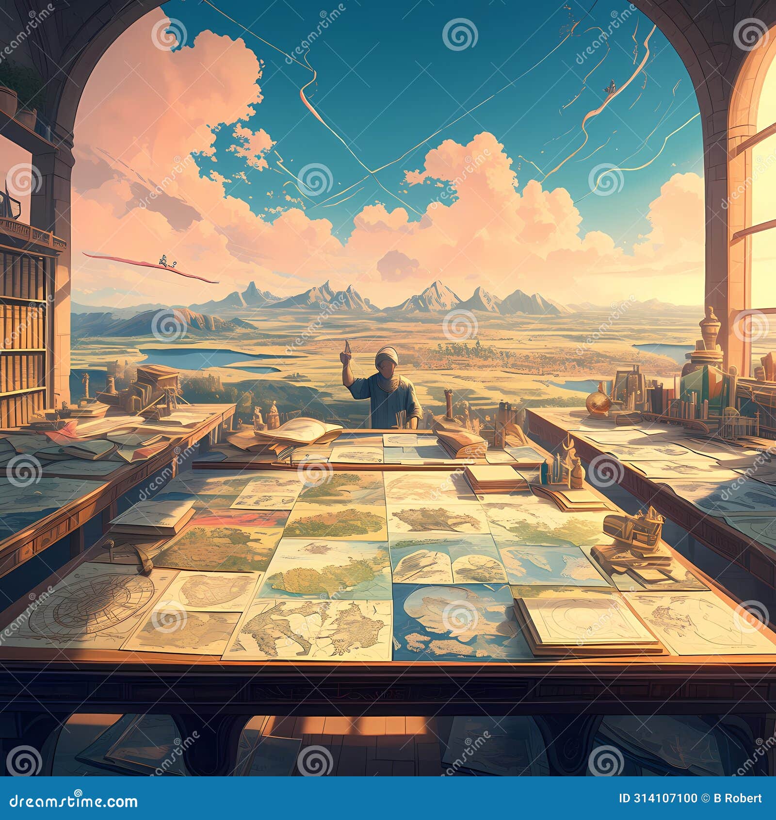 Explore The World Of Cartography - An Enchanted Map Room Stock ...