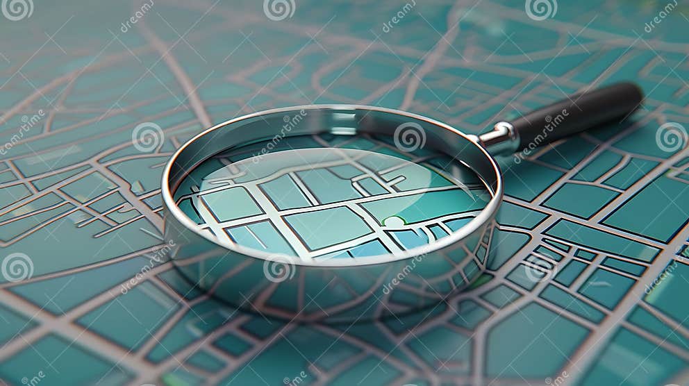 Explore the World: 3D Magnifying Glass on Map Background with Copy ...