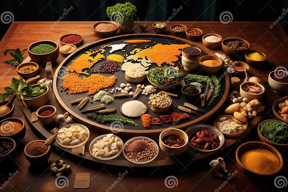 Explore the World through Delectable Culinary Diversity. Stock Photo ...