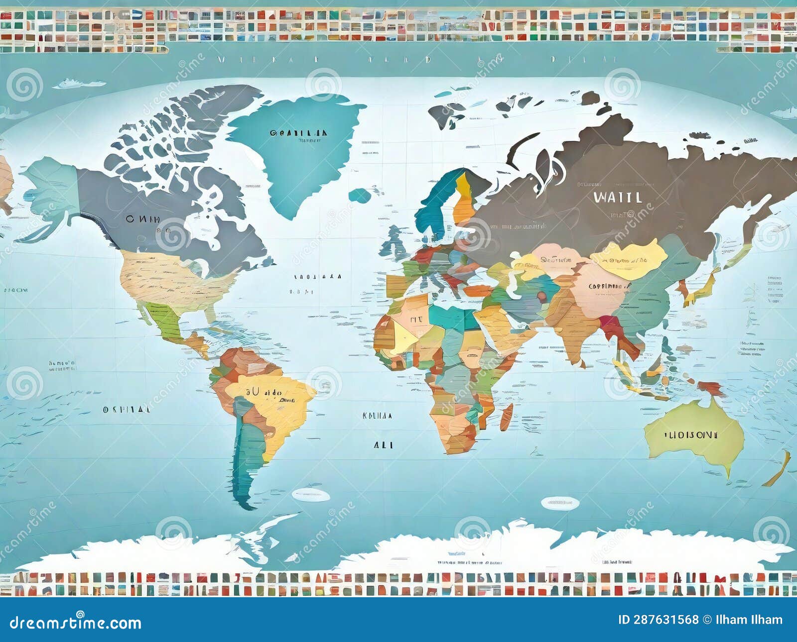 Explore the World Stunning World Map Art Stock Illustration ...
