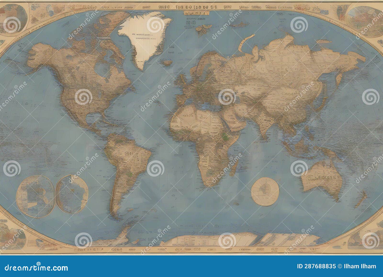 Explore the World Stunning World Map Art Stock Illustration ...
