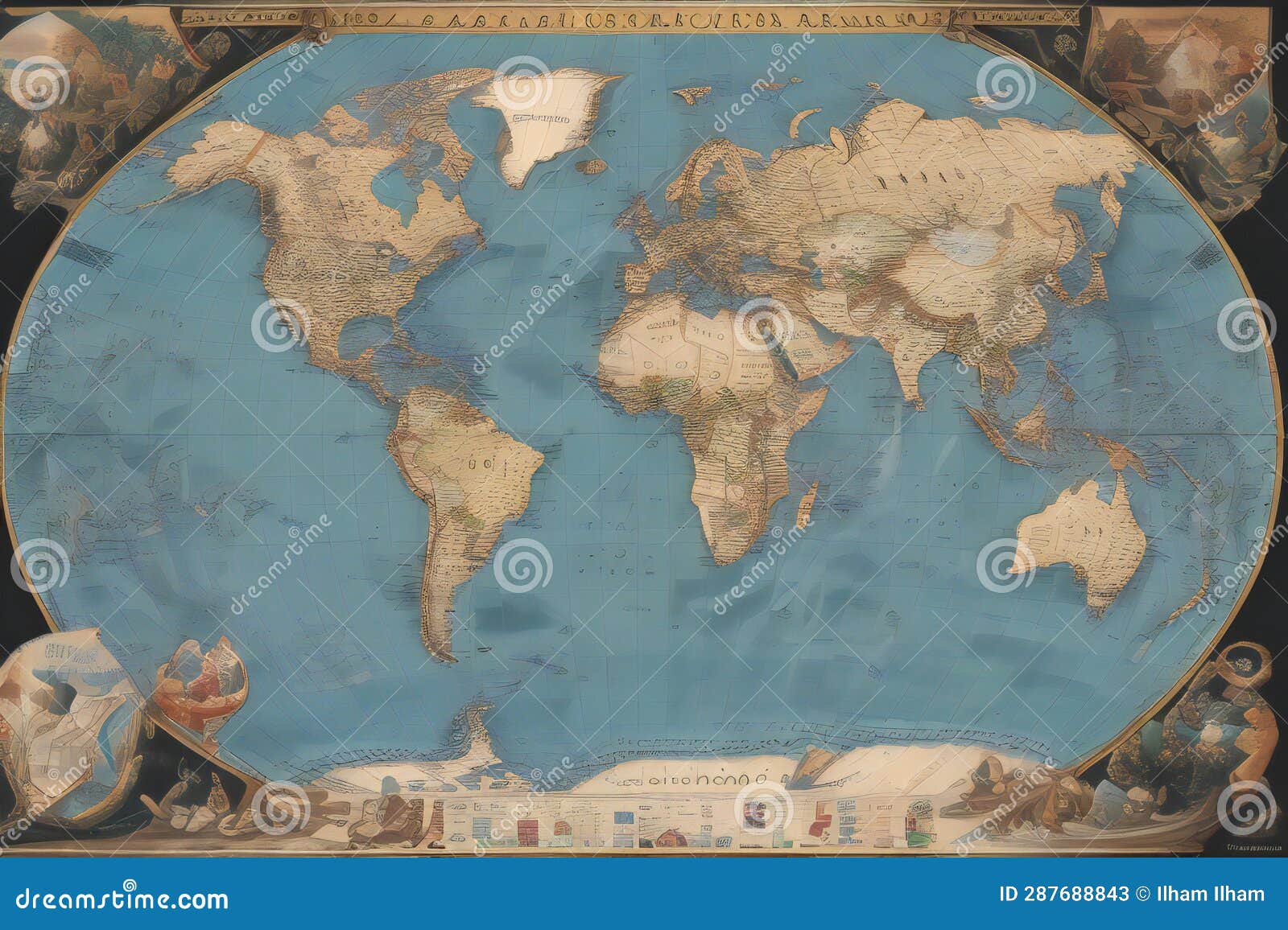 Explore the World Stunning World Map Art Stock Illustration ...