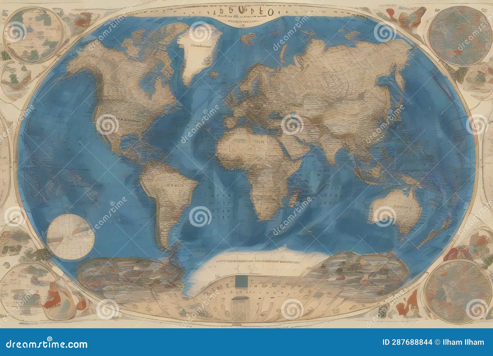 Explore the World Stunning World Map Art Stock Illustration ...