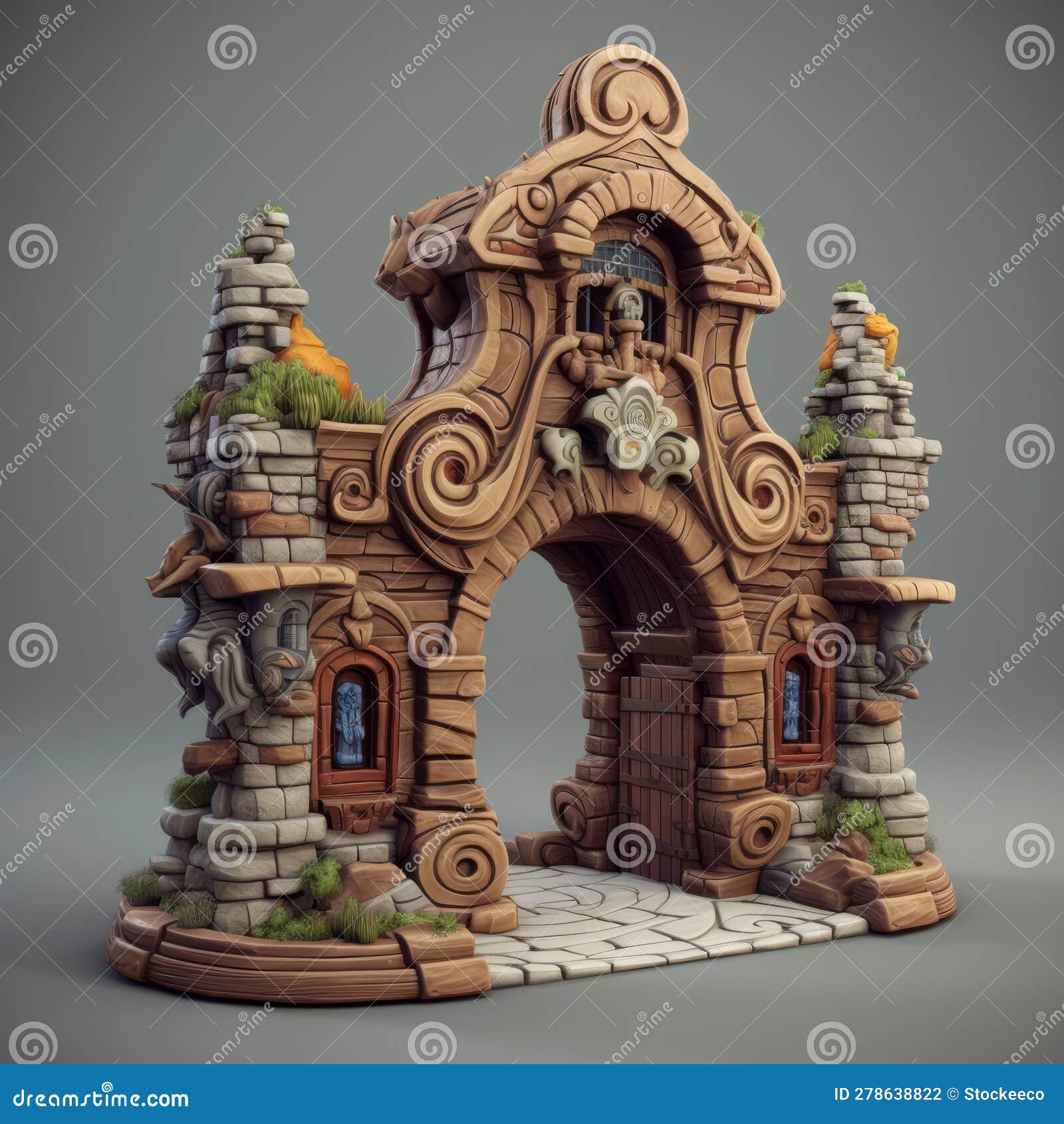 Medieval Entrance Gate 3d Model For Cartoon Post-and-beam Architecture ...