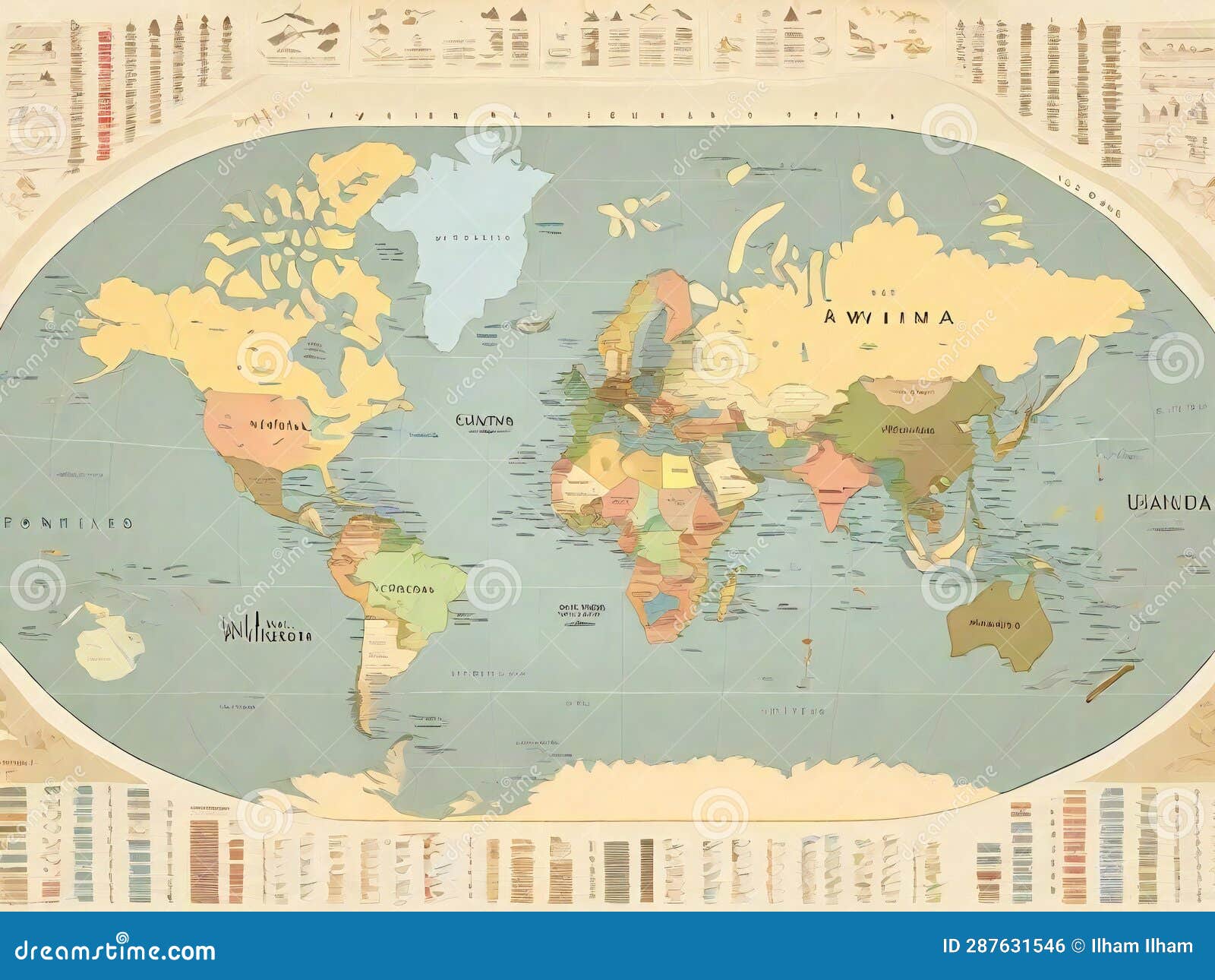 Explore the World Stunning World Map Art Stock Illustration ...
