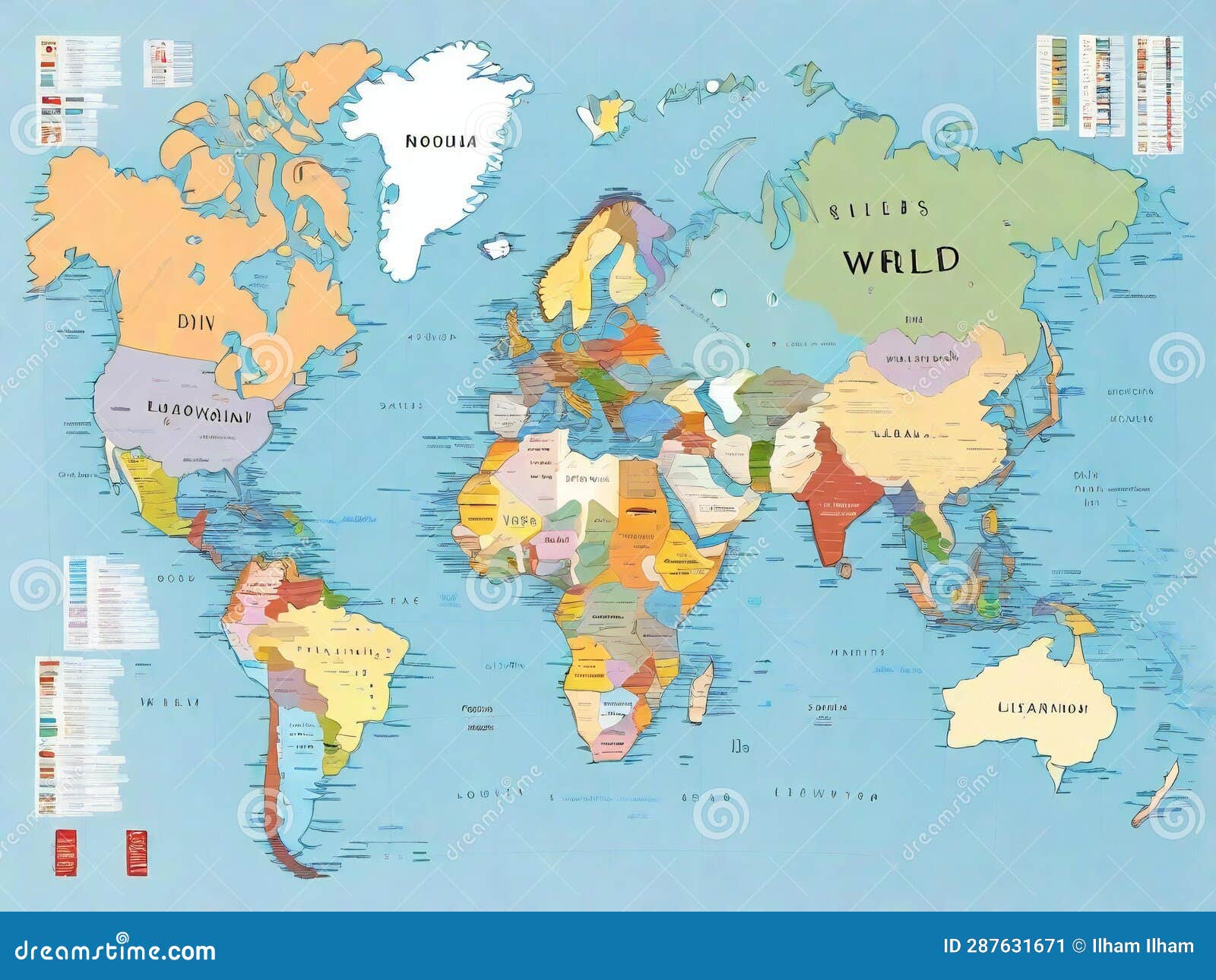 Explore the World Stunning World Map Art Stock Illustration ...