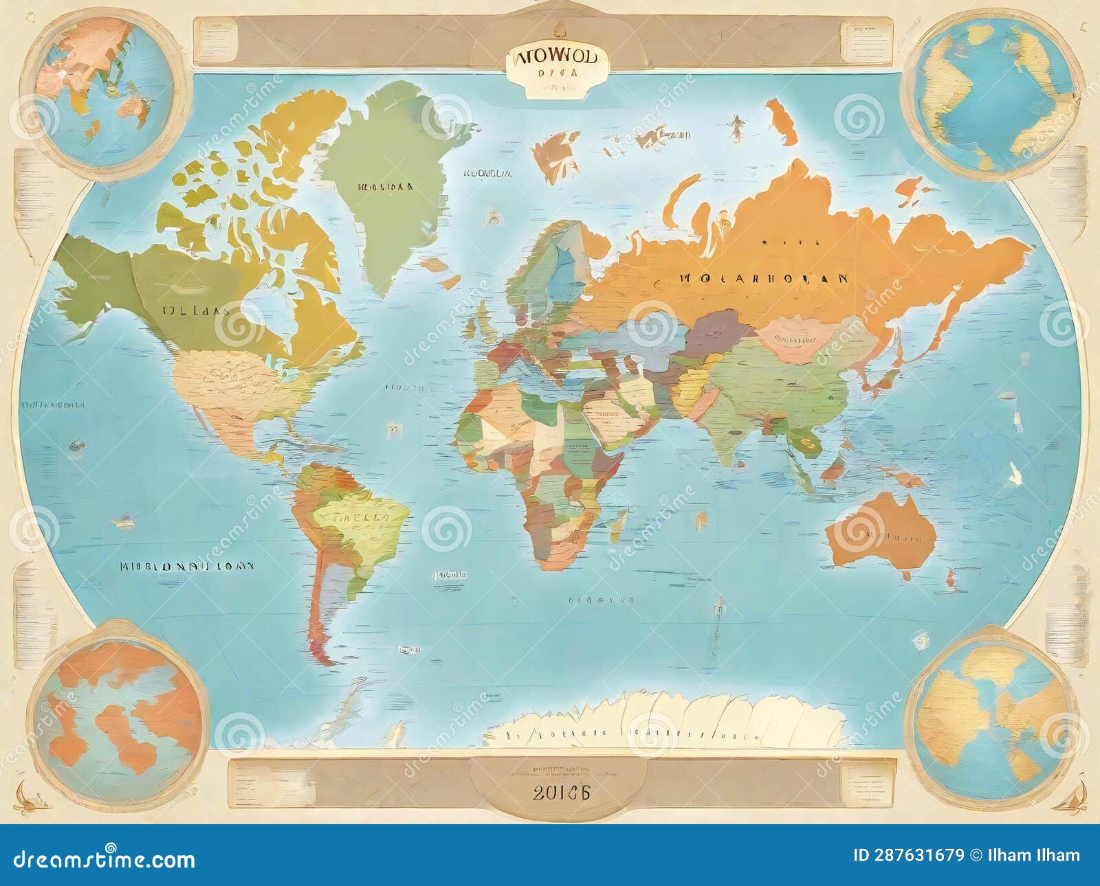 Explore the World Stunning World Map Art Stock Illustration ...