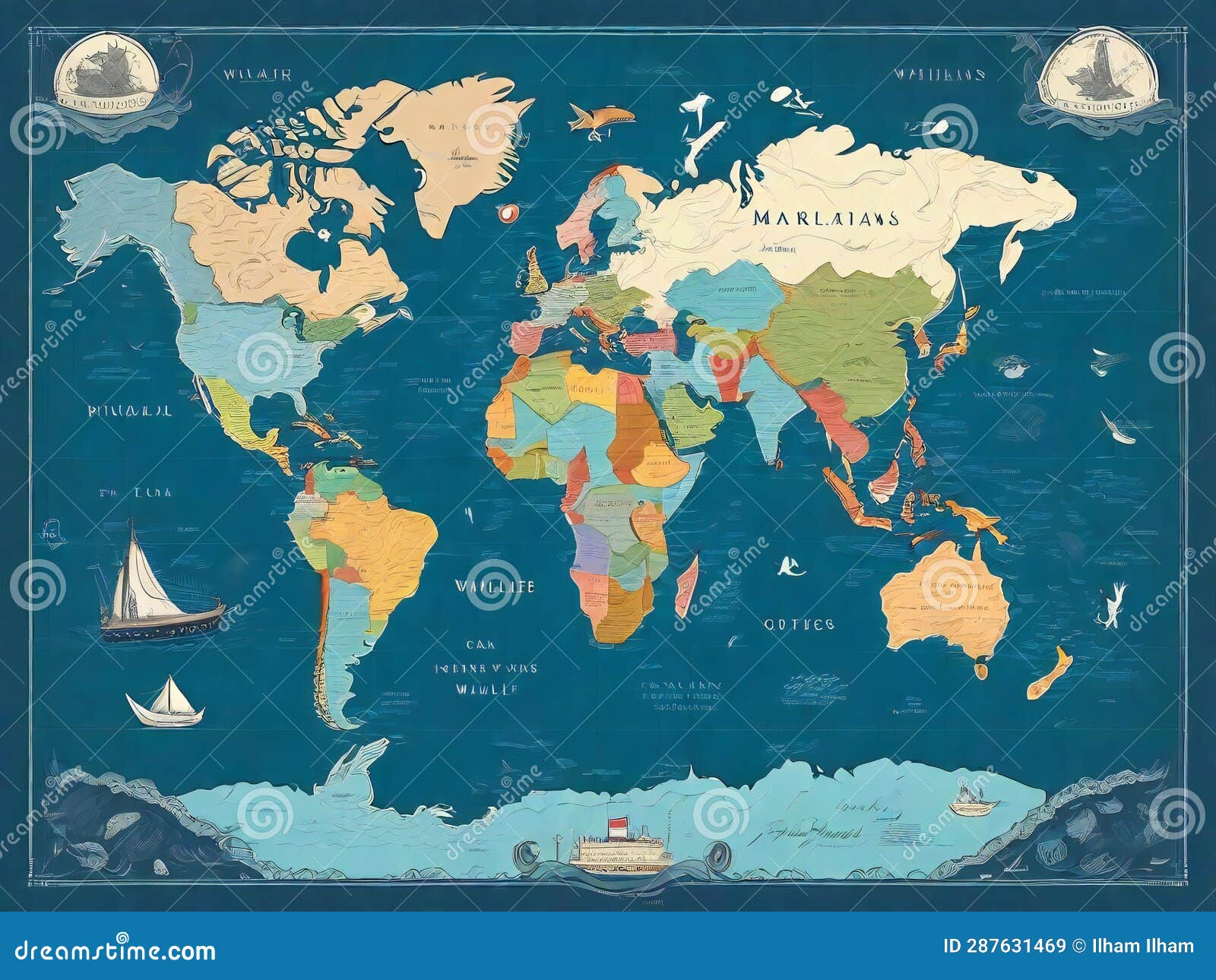 Explore the World Stunning World Map Art Stock Image - Image of explore ...