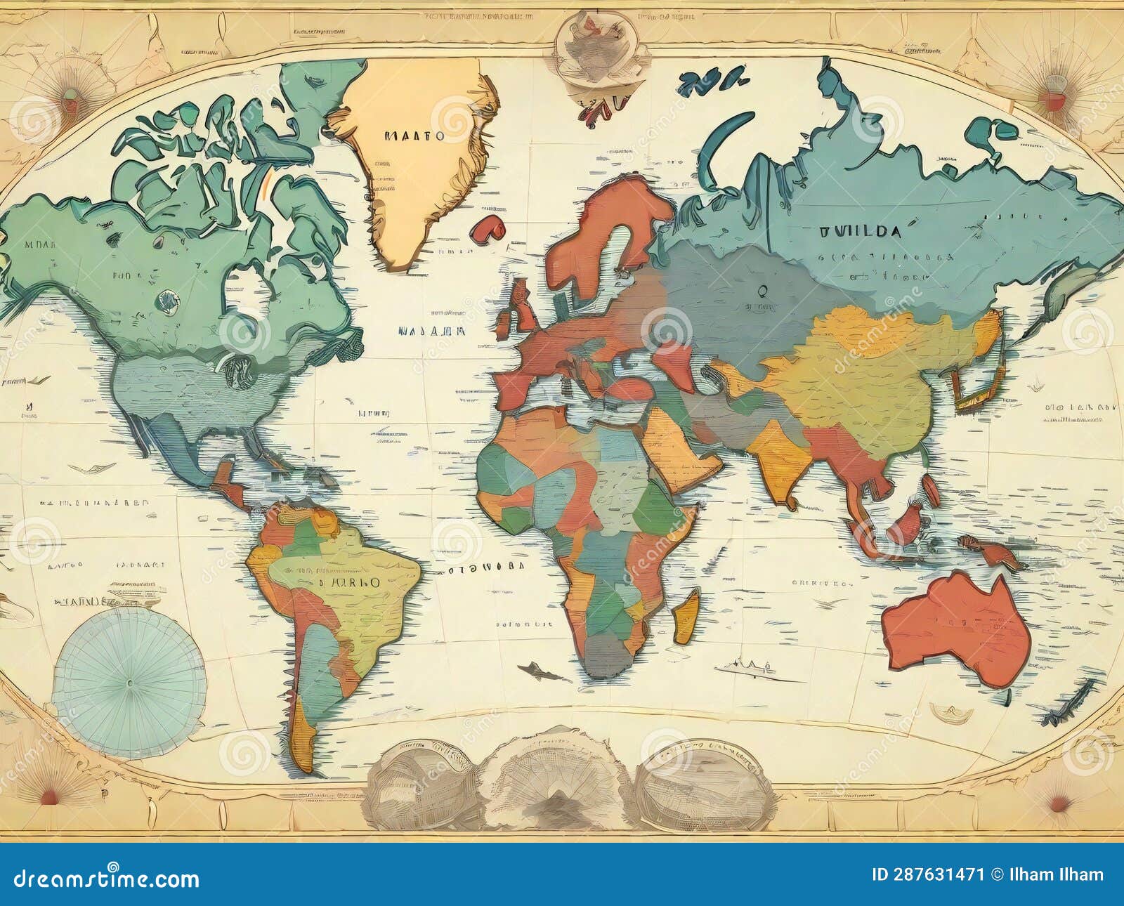 Explore the World Stunning World Map Art Stock Illustration ...