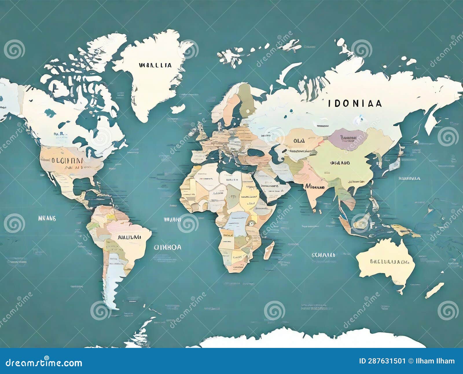 Explore the World Stunning World Map Art Stock Illustration ...