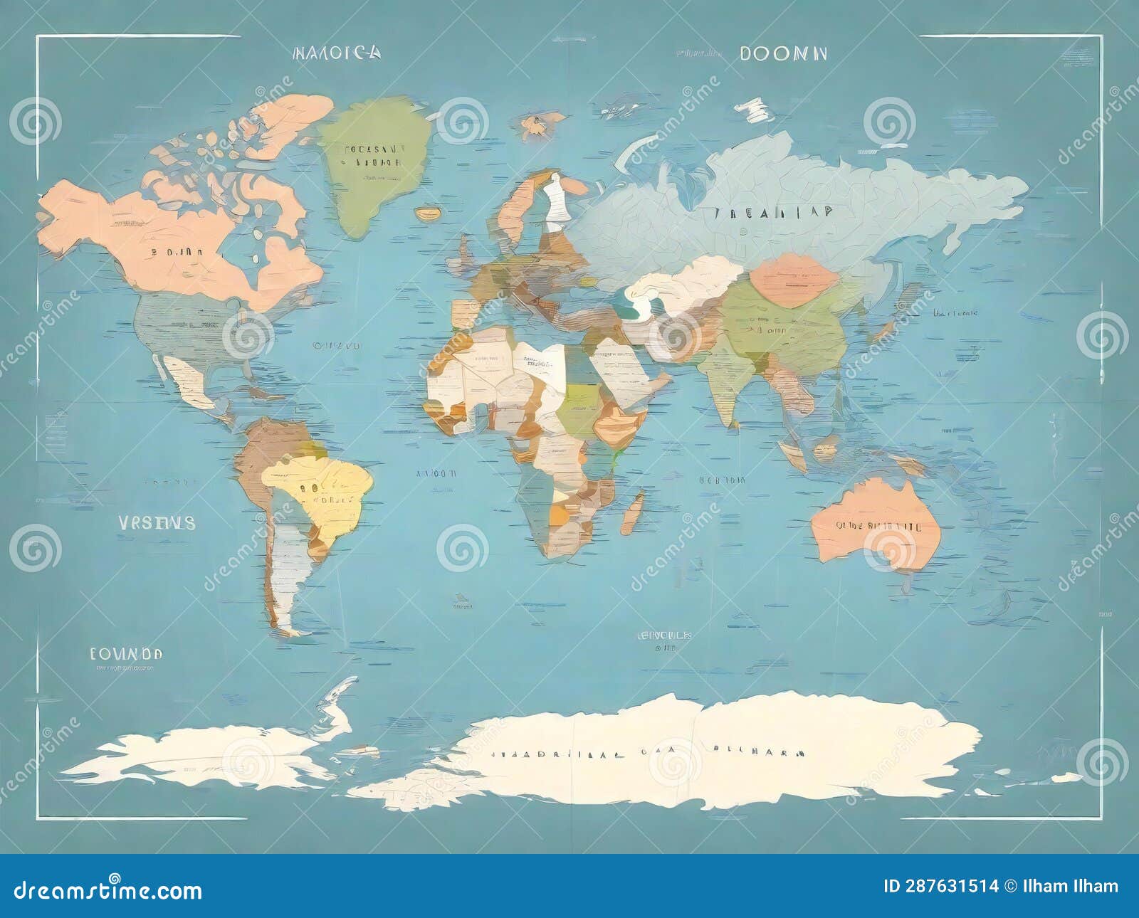 Explore the World Stunning World Map Art Stock Illustration ...
