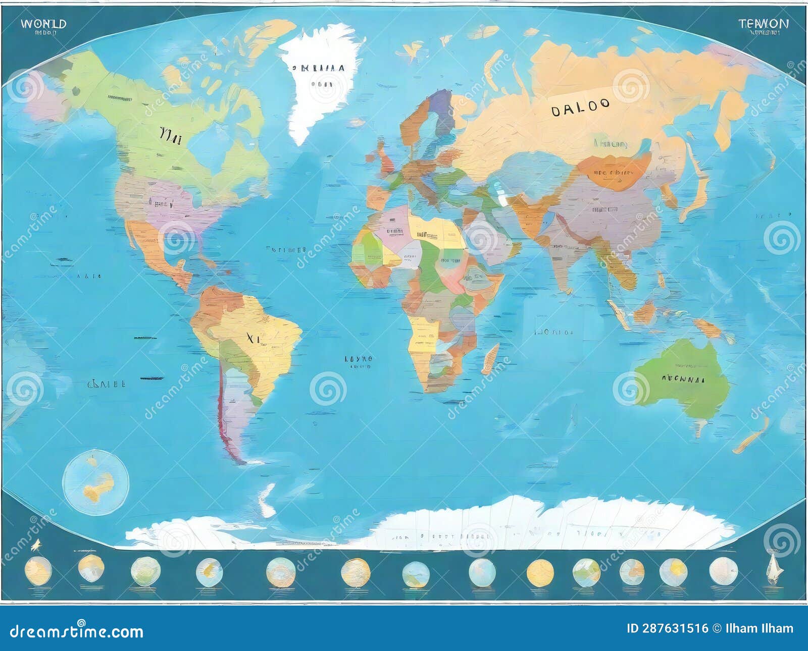 Explore the World Stunning World Map Art Stock Illustration ...