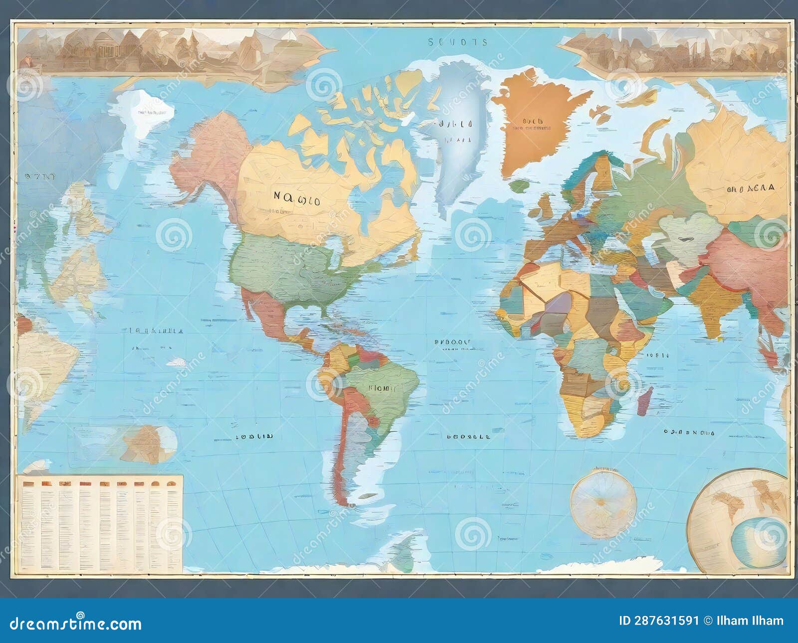 Explore the World Stunning World Map Art Stock Illustration ...
