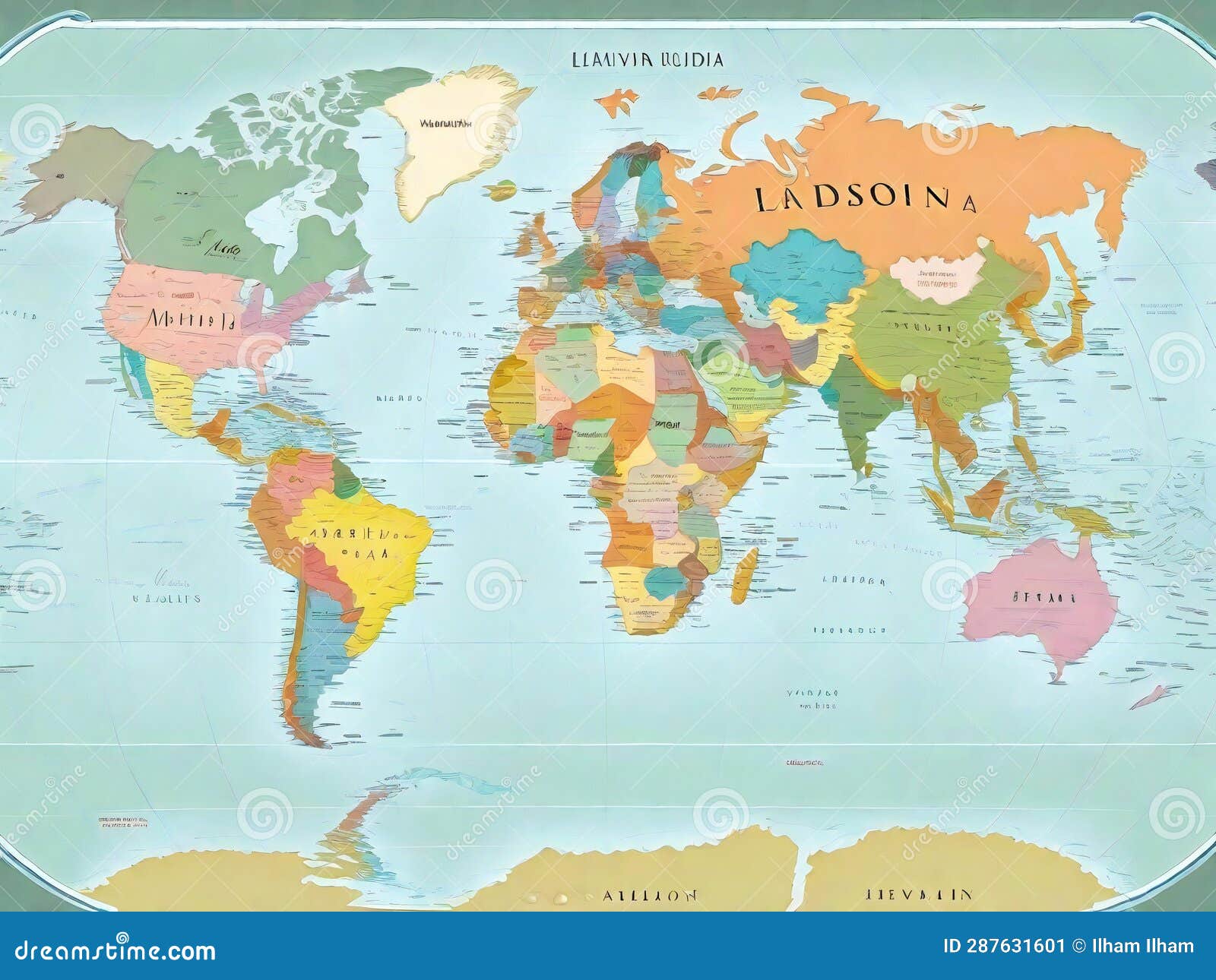 Explore the World Stunning World Map Art Stock Illustration ...