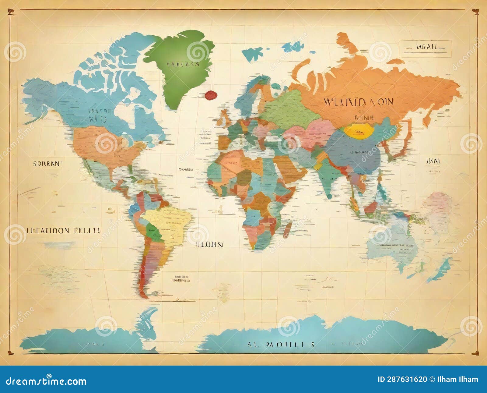 Explore the World Stunning World Map Art Stock Illustration ...