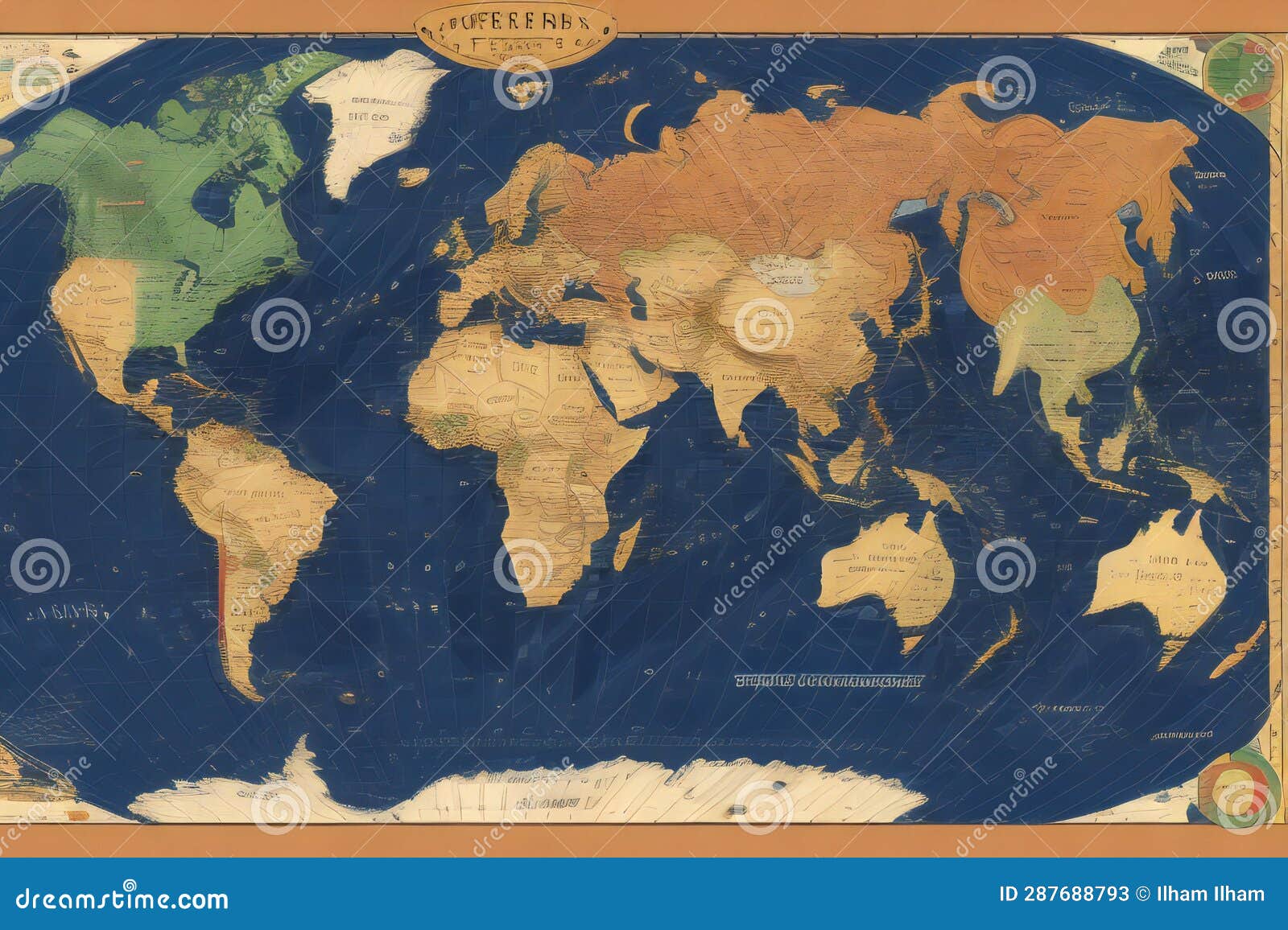 Explore the World Stunning World Map Art Stock Illustration ...