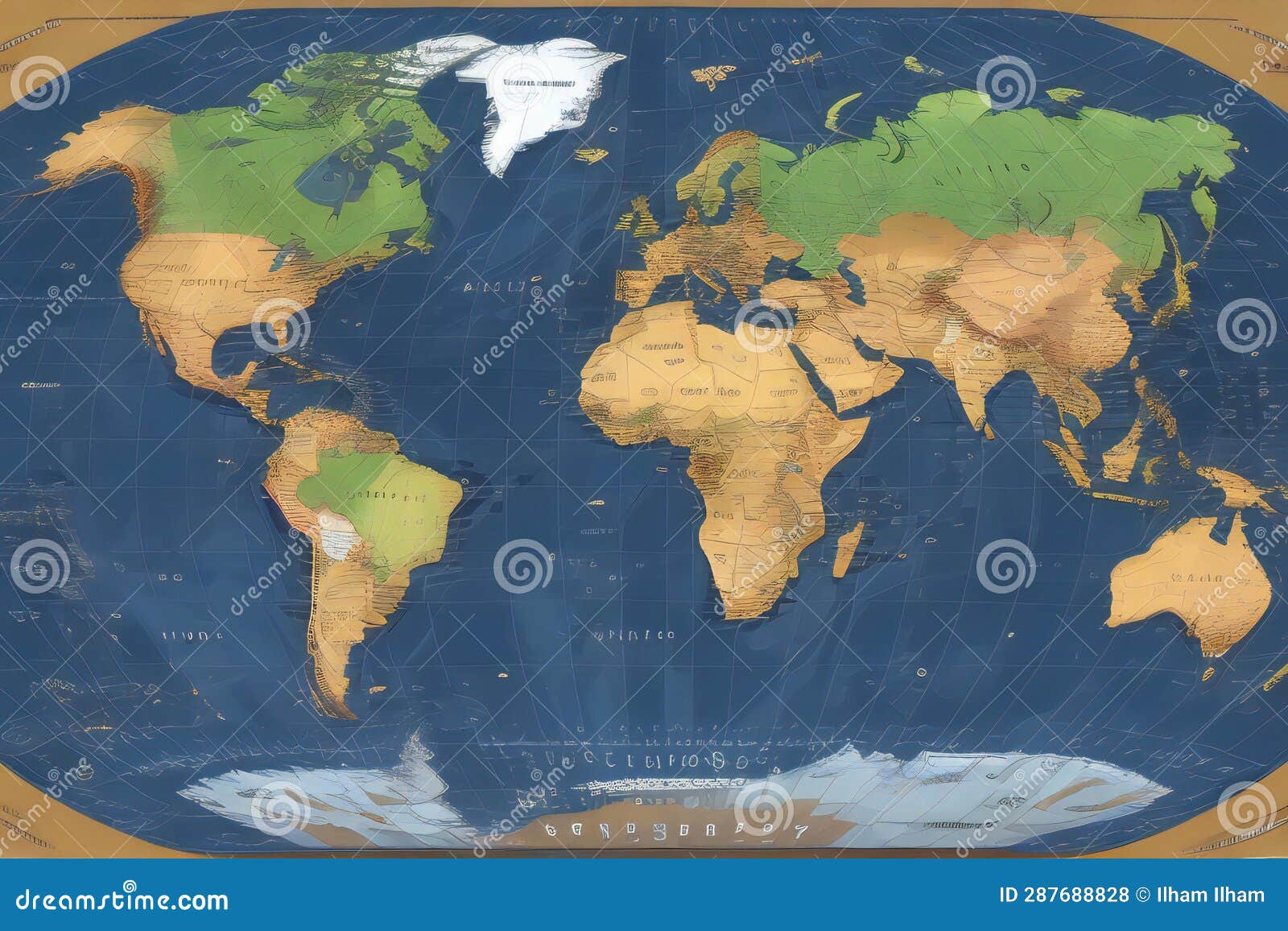 Explore the World Stunning World Map Art Stock Illustration ...