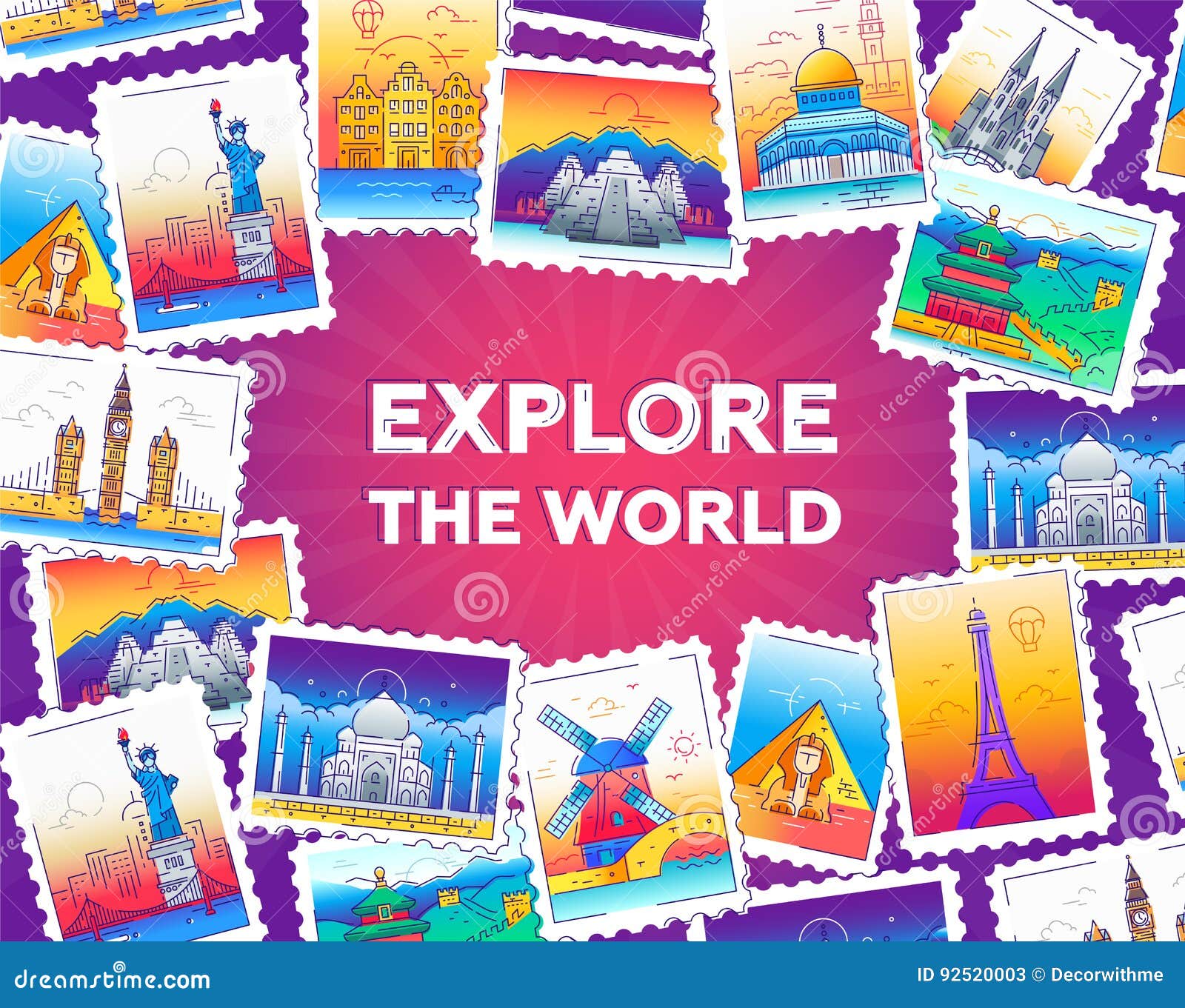 Explore the World - Vector Line Travel Illustration Stock Vector ...