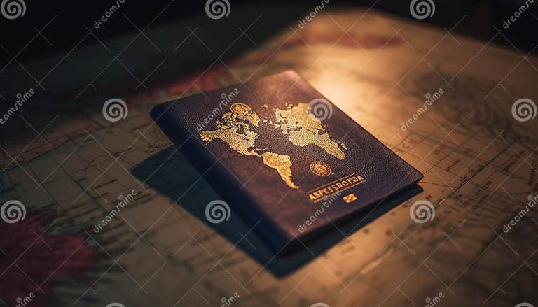 Explore the World with a Vintage Map and Passport Book Generated by AI ...