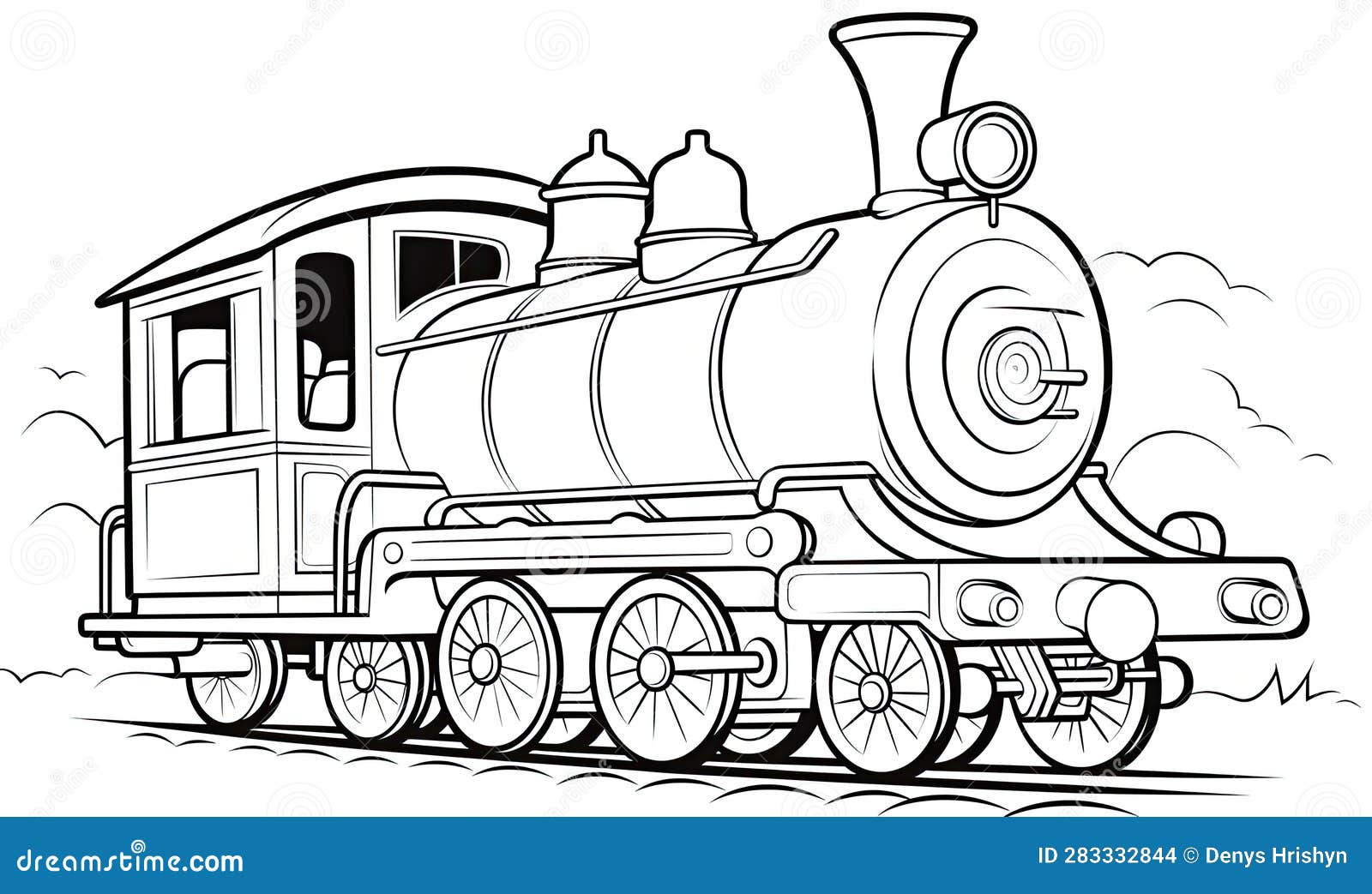 Explore Your Coloring Skills with the Line Art of Cartoon Train Stock ...