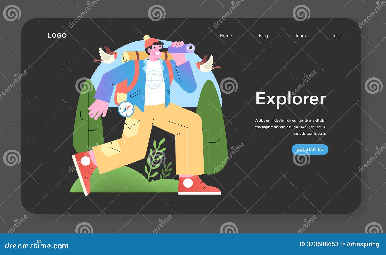 Explorer Archetype Illustration. Vibrant And | CartoonDealer.com #323685294