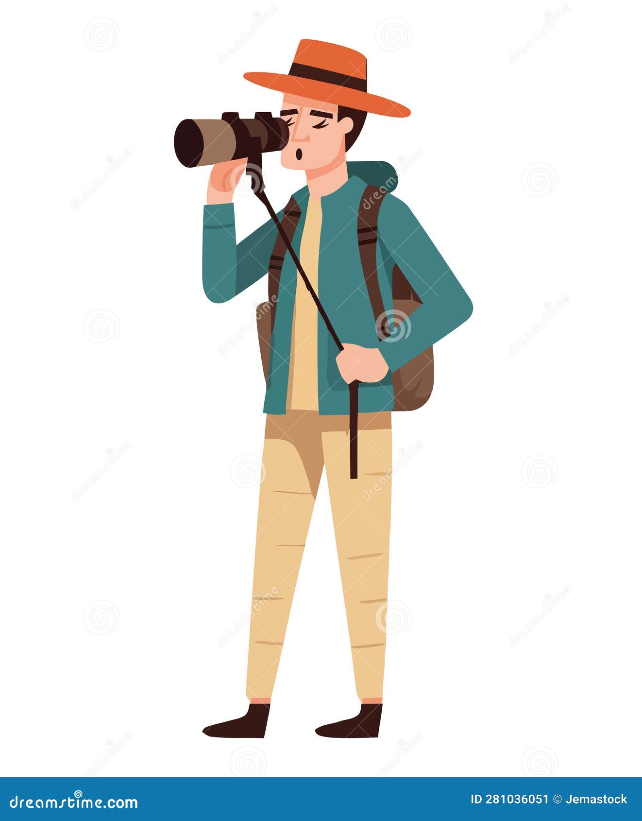 Explorer with Backpack Searching for Discovery Stock Vector ...