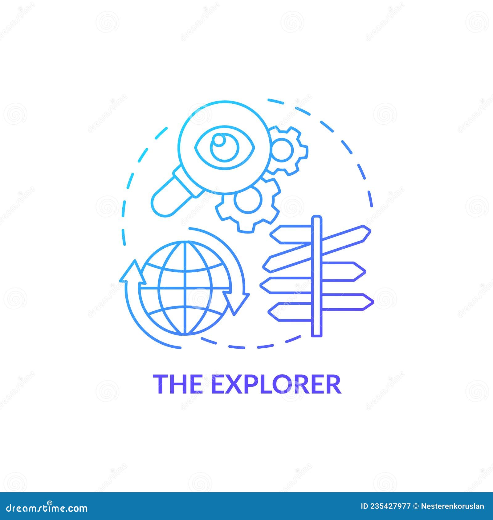 Explorer Blue Gradient Concept Icon Stock Vector - Illustration of thin ...